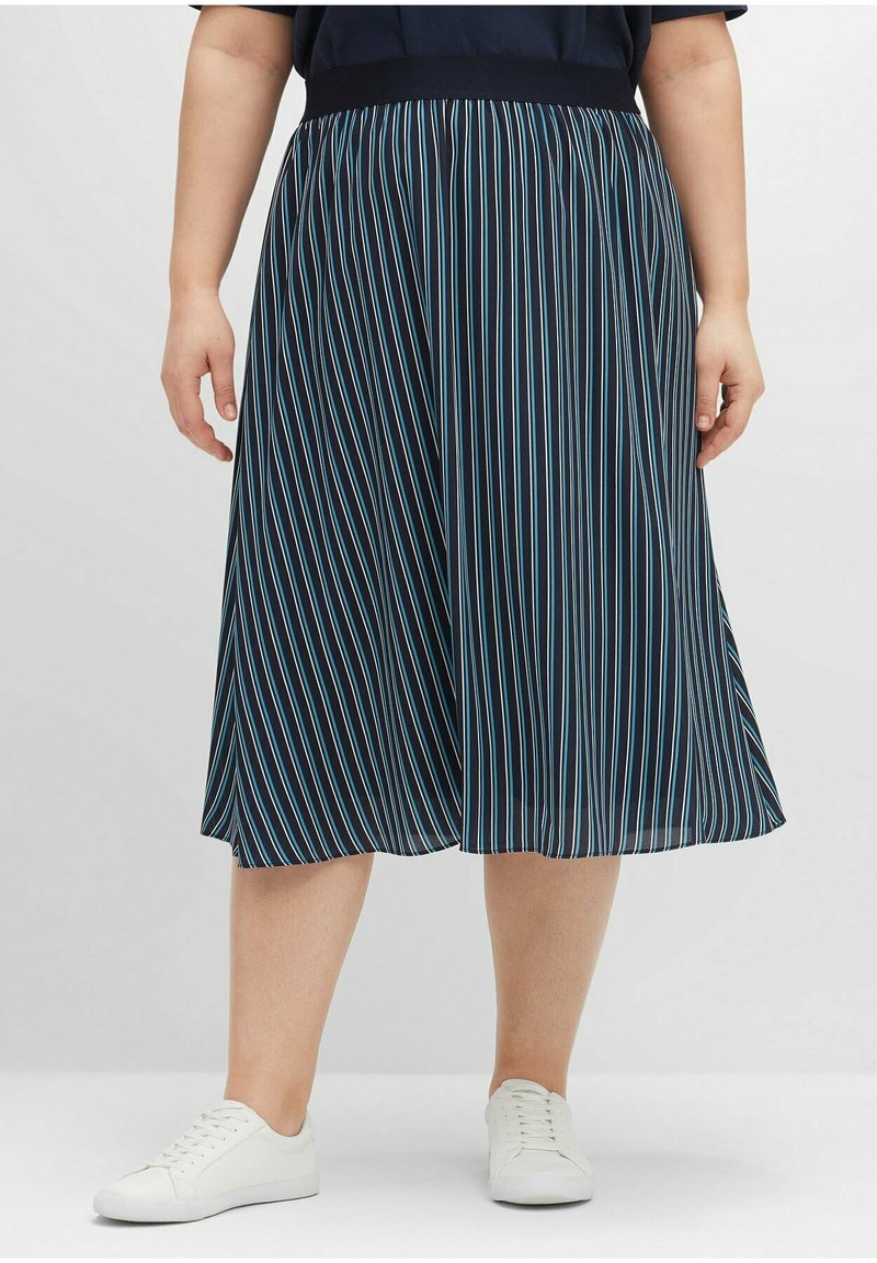 Sheego SHEEGO CHIFFON - Falda acampanada - nachtblau gestreift/azul ...