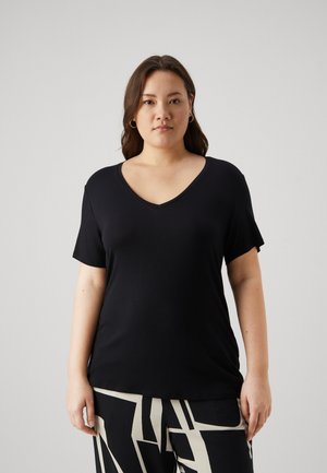 Calvin Klein Jeans Plus MONOLOGO V NECK TEE - T-shirt basique - bright white/blanc - ZALANDO.FR