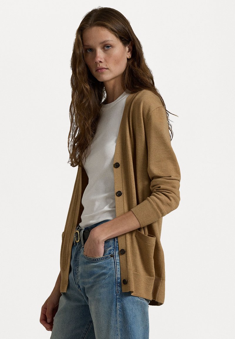 Polo Ralph Lauren WOOL LONG CARDIGAN - Cardigan - camel melange/camel ...