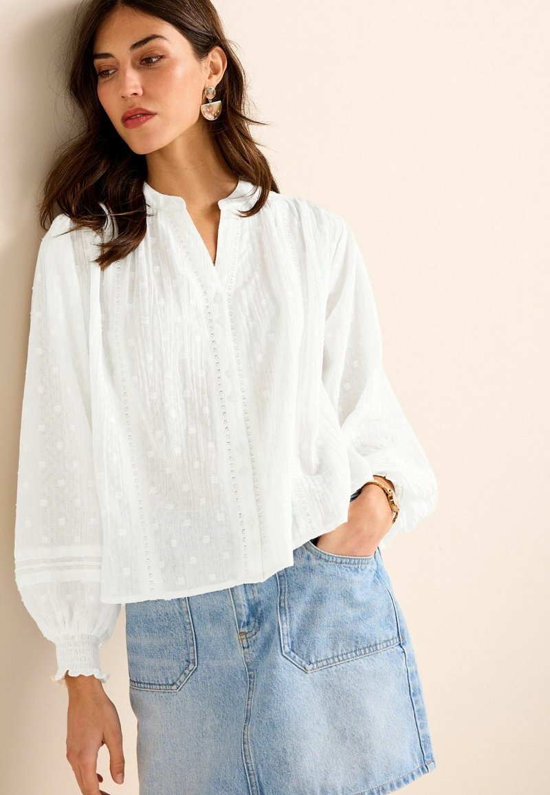 Next TEXTURED LACE INSERT BLOUSE - Blusa - white/blanco - Zalando.es