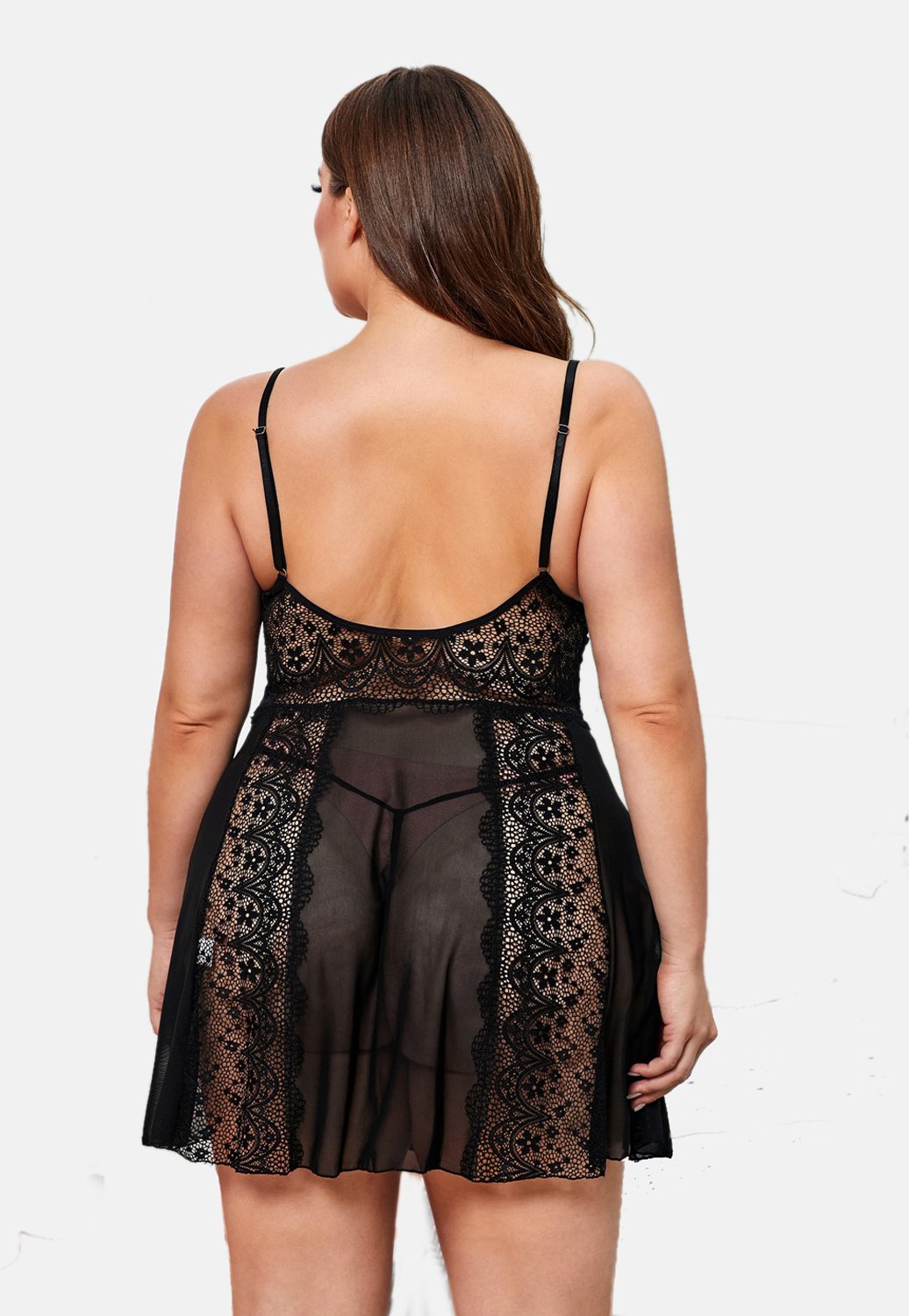 Organza Lingerie NEGLIGE PLUS SIZE CURVY Nightie schwarz black Zalando