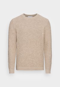 Selected Homme SLHVINCE LS BUBBLE CREW NECK W NOOS - Pullover - marshmallow/twisted light grey ...
