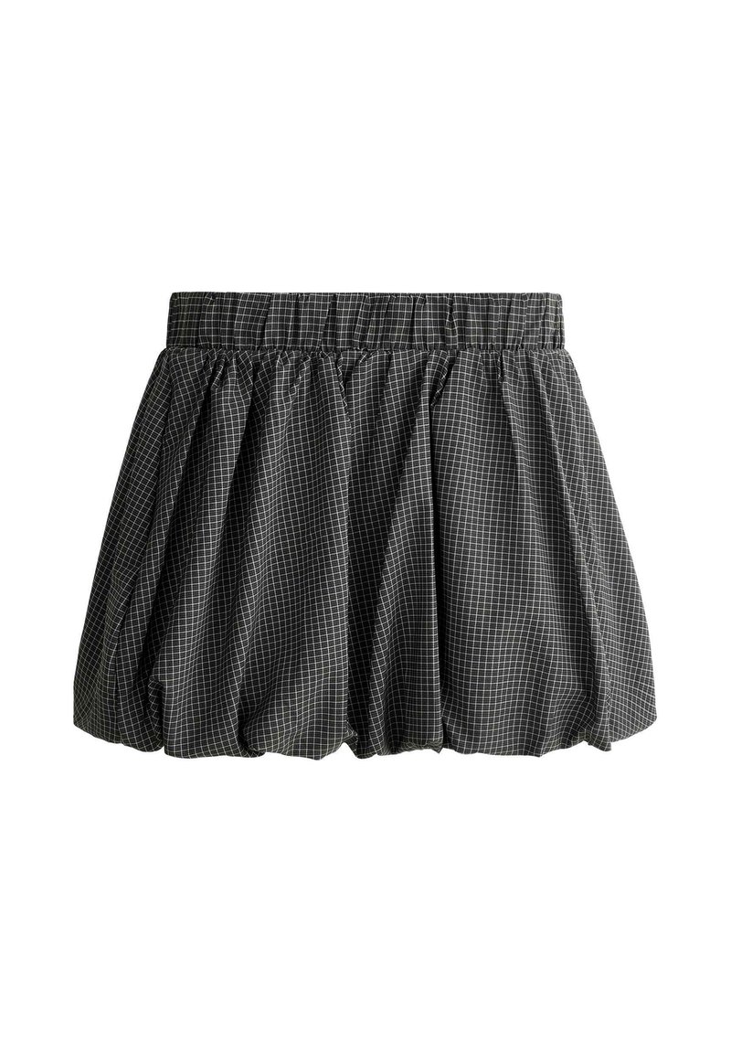 OYSHO COMPRESSIVE CHECKED BALLOON SKIRT - Minirock - black/schwarz ...