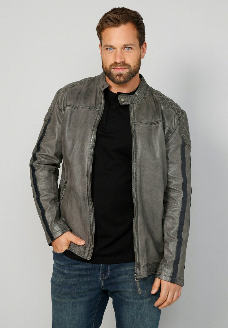 John F. Gee ECHTES - Leren jas - medium gray/grijs - Zalando.nl