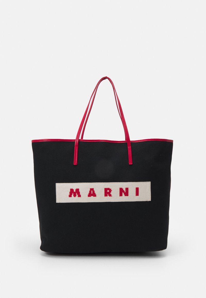 Marni TOTE MEDIUM - Tote bag - black/burgundy/black - Zalando.de