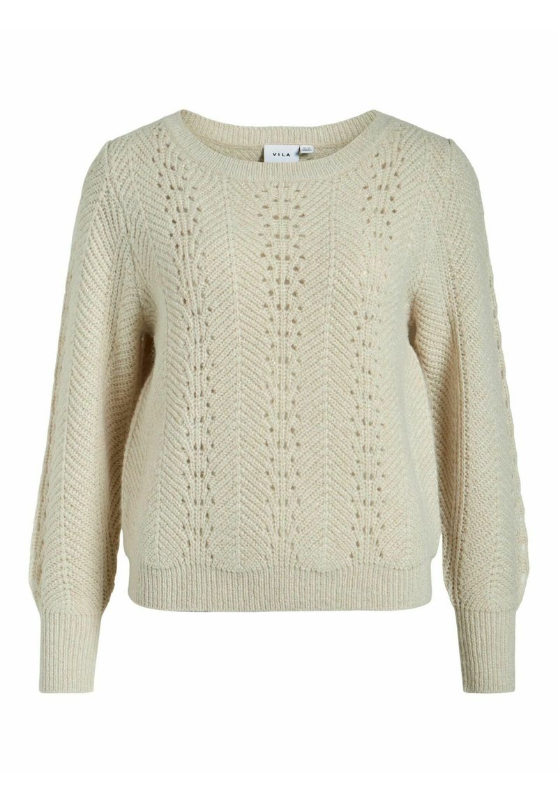 VILA Strickpullover - white sand gold glitter/offwhite - Zalando.de