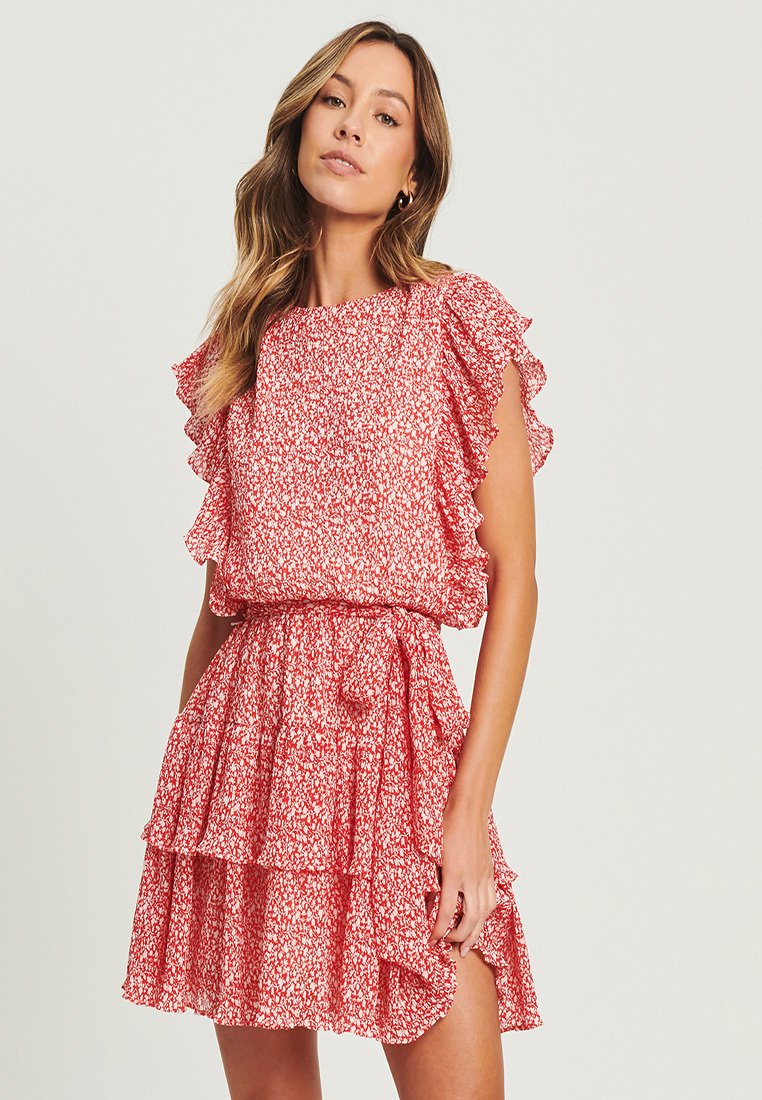 TUSSAH BETH - Robe de jour - plisse floral/rouge - ZALANDO.FR