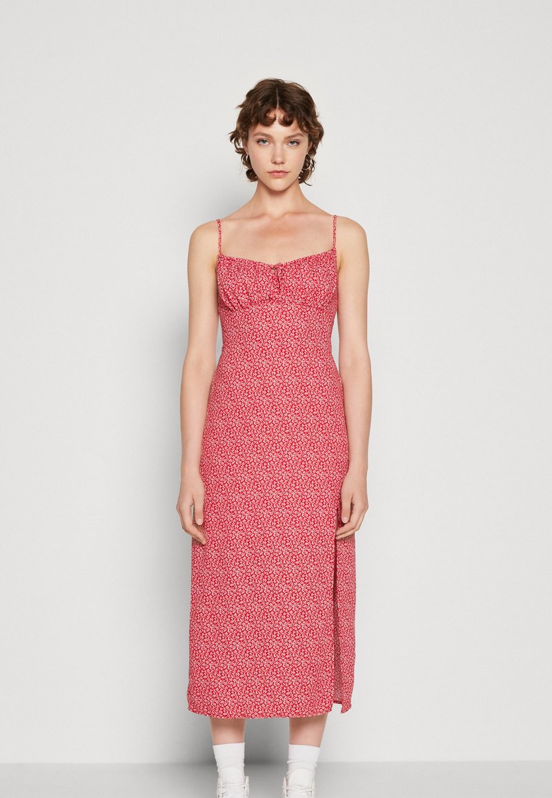 Hollister Co. BARE RUCHED BUST CUP MIDI - Freizeitkleid - red/bordeaux ...