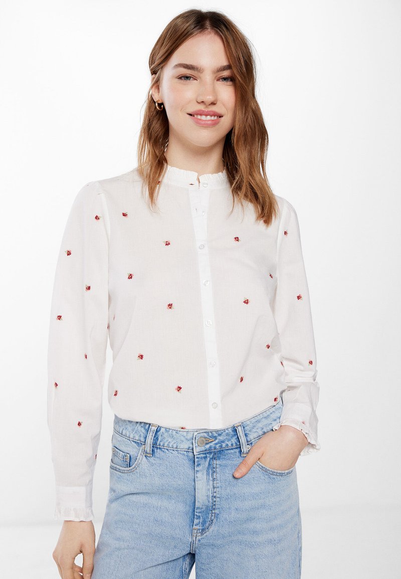 Springfield FLOWER EMBROIDERY - Chemisier - tan/écru - ZALANDO.FR