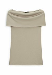Massimo Dutti OFF-THE-SHOULDER - T-shirt med print - khaki - Zalando.se