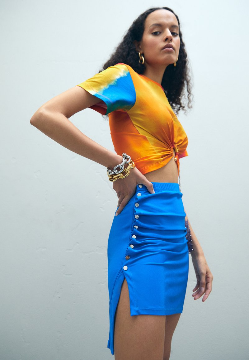 Rabanne SKIRT DRAPED PRESSION - Mini skirts - bright blue/blå - Zalando.dk