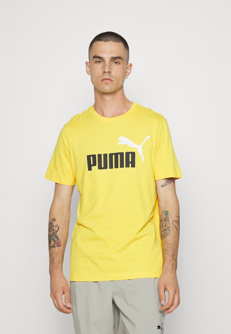 Puma ESS+ 2 COL LOGO - T-shirt imprimé - yellow sizzle/jaune - ZALANDO.FR