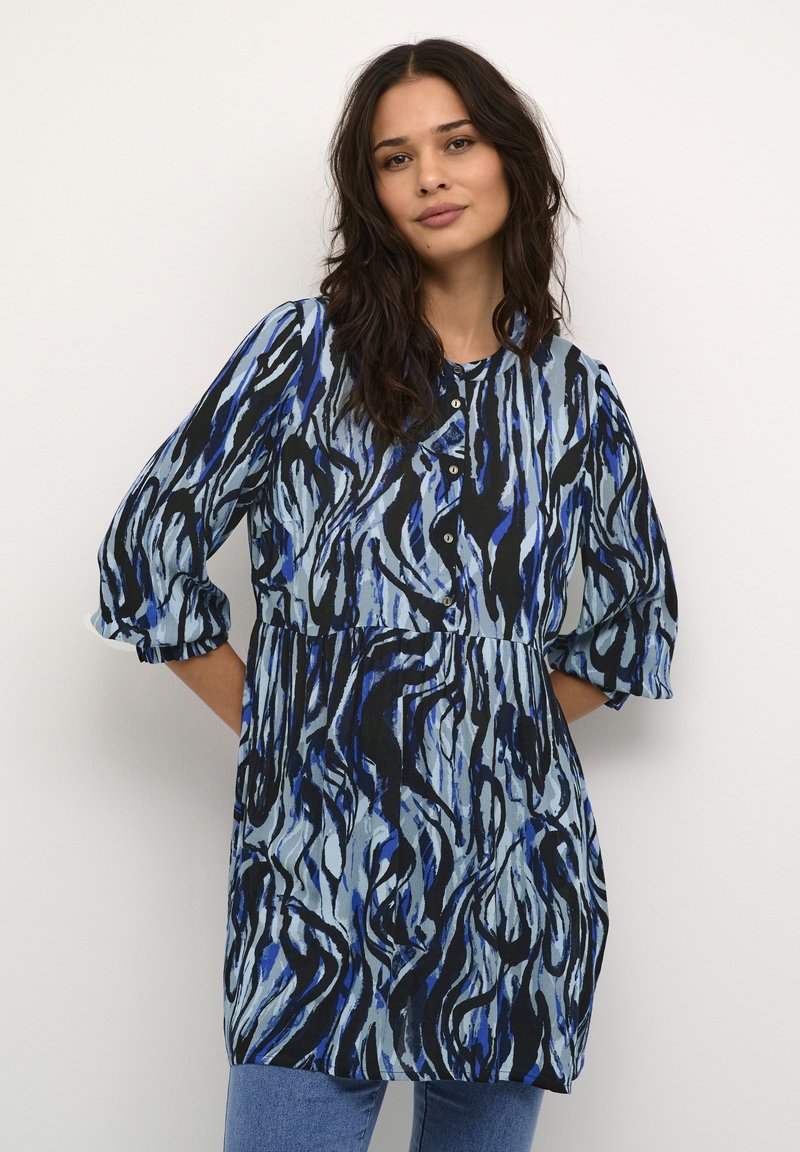Kaffe BPLINA 3/4 SLEEVE - Tunikaer - blue toned graphic print/blå ...