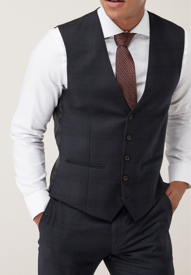 Next SIGNATURE CHECK SLIM FIT SUIT: WAISTCOAT - Telovnik - blue/modra ...