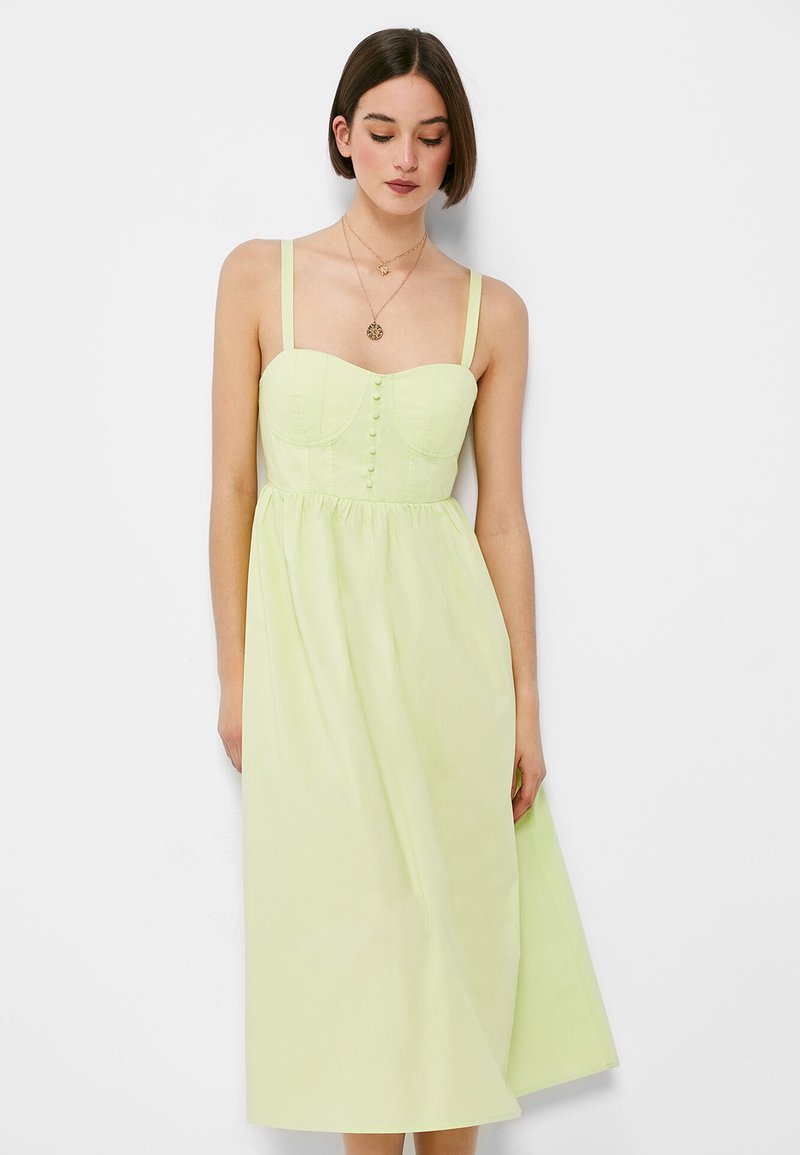 Springfield MIDI CORSET - Day dress - estampado verde/light green ...