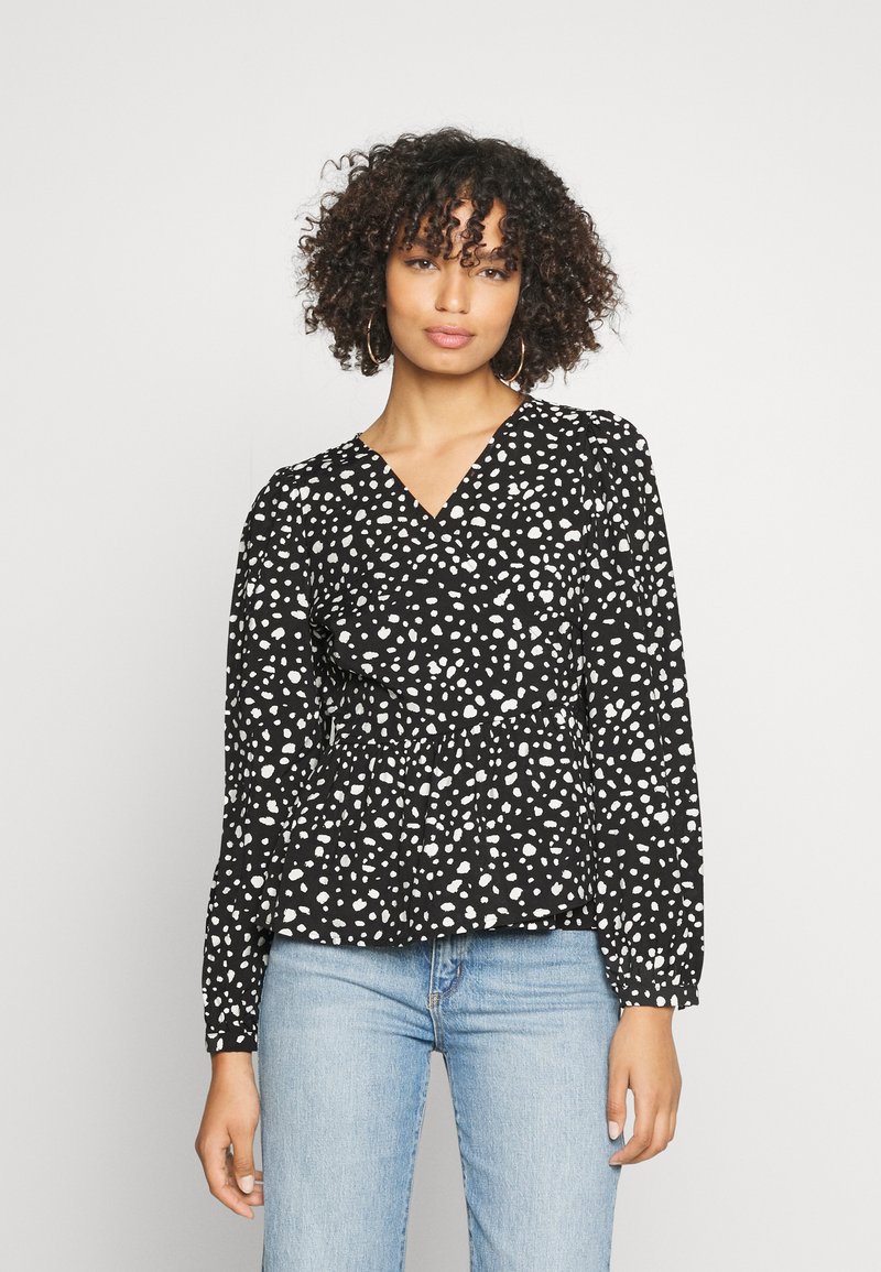 Object OBJSELINE WRAP - Blouse - black/white/zwart - Zalando.be