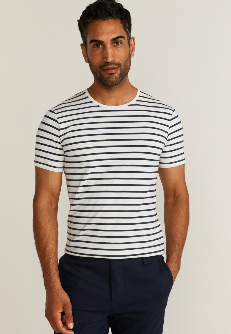 Bläck CORE FRENCH STRIPE - T-shirt med print - navy stripe/blå - Zalando.se