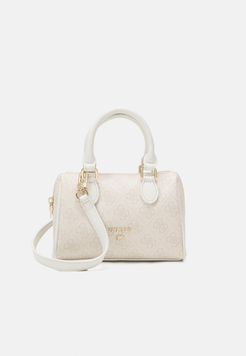 Guess JUNIOR MINI BOX SATCHEL - Across body bag - muted stone/white ...