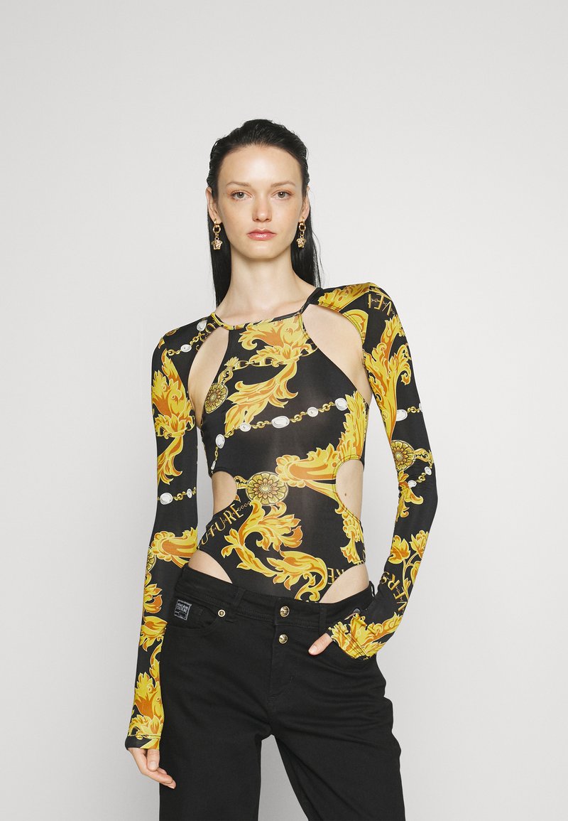 Versace Jeans Couture ORGANZINO CHAINCOUTURE - Topper langermet - black ...