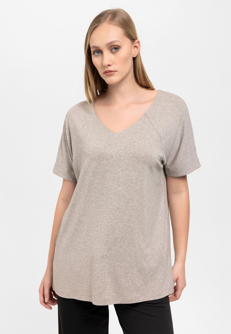 anou anou LARA - T-shirt basic - smoked melange/antraciet gemêleerd - Zalando.be