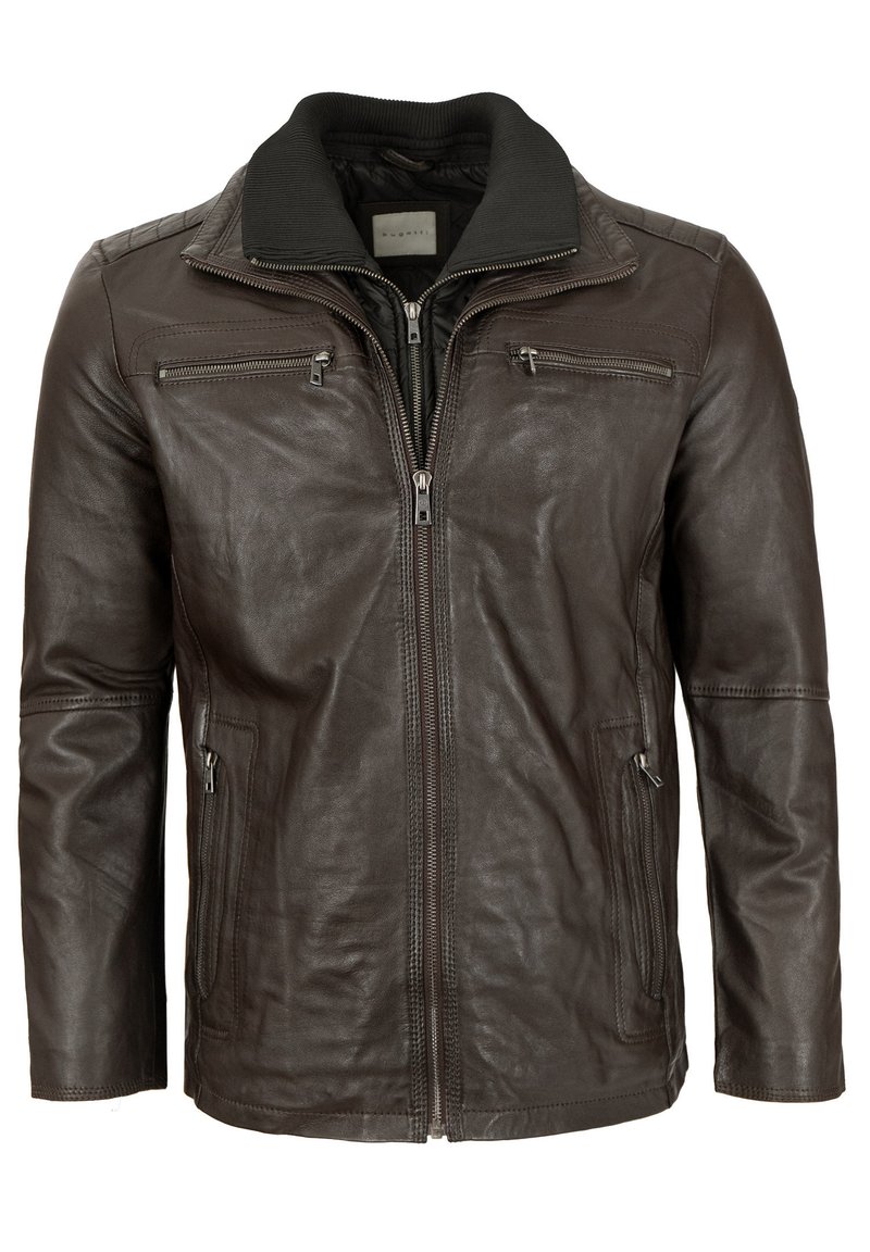 bugatti Leather jacket - dunkelbraun/brown - Zalando.de