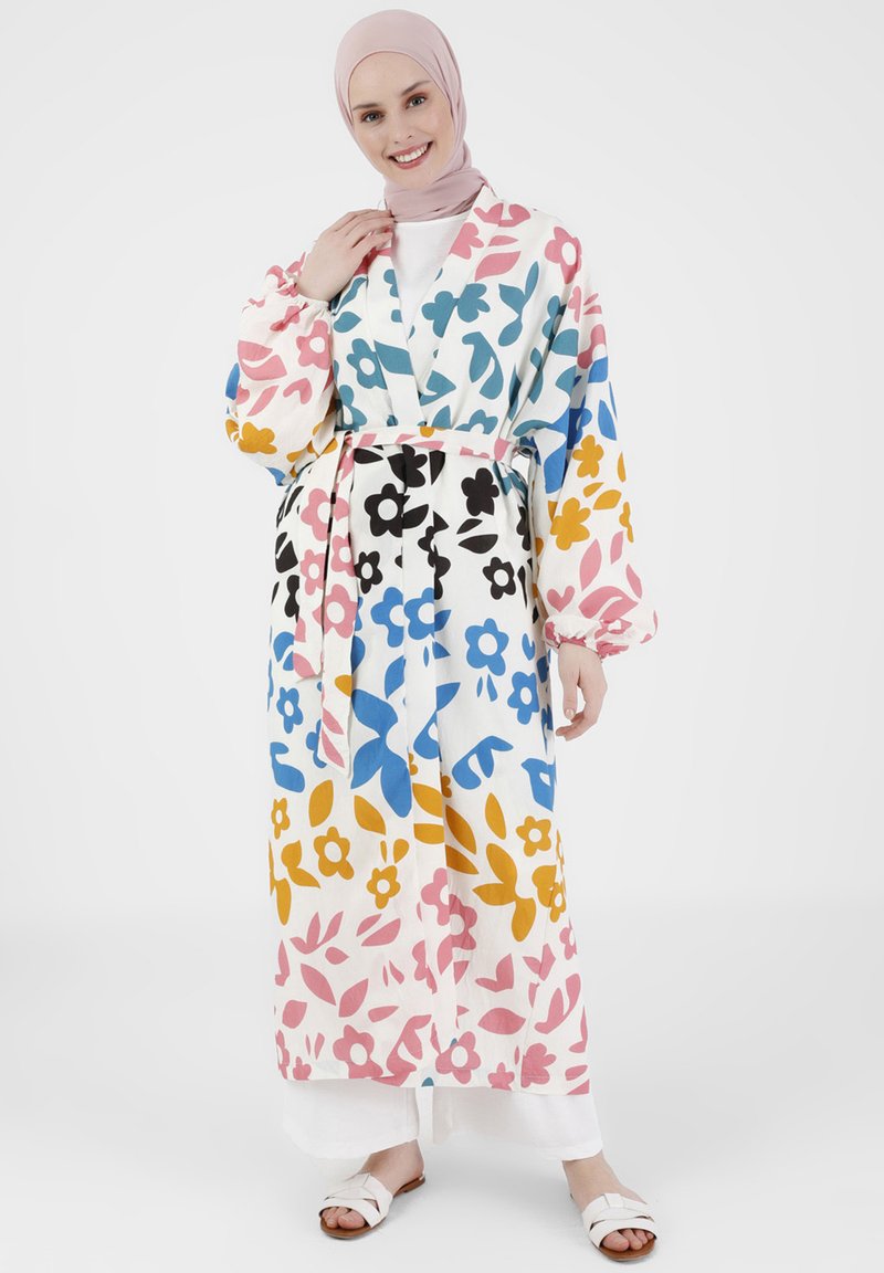 Modanisa FLORAL V NECK BENIN - Klasyczny płaszcz/różowy - Zalando.pl