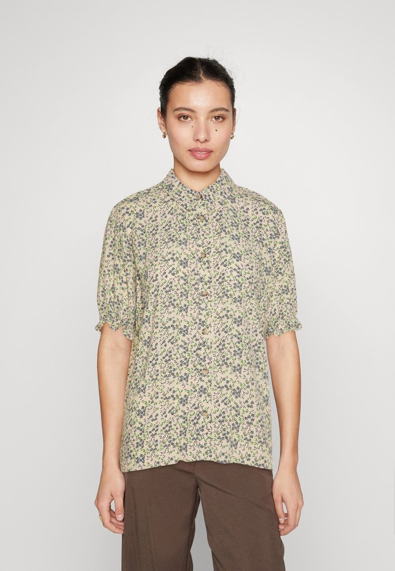 Modström RAVEN PRINT - Button-down blouse - bobble bloom jade/multi ...