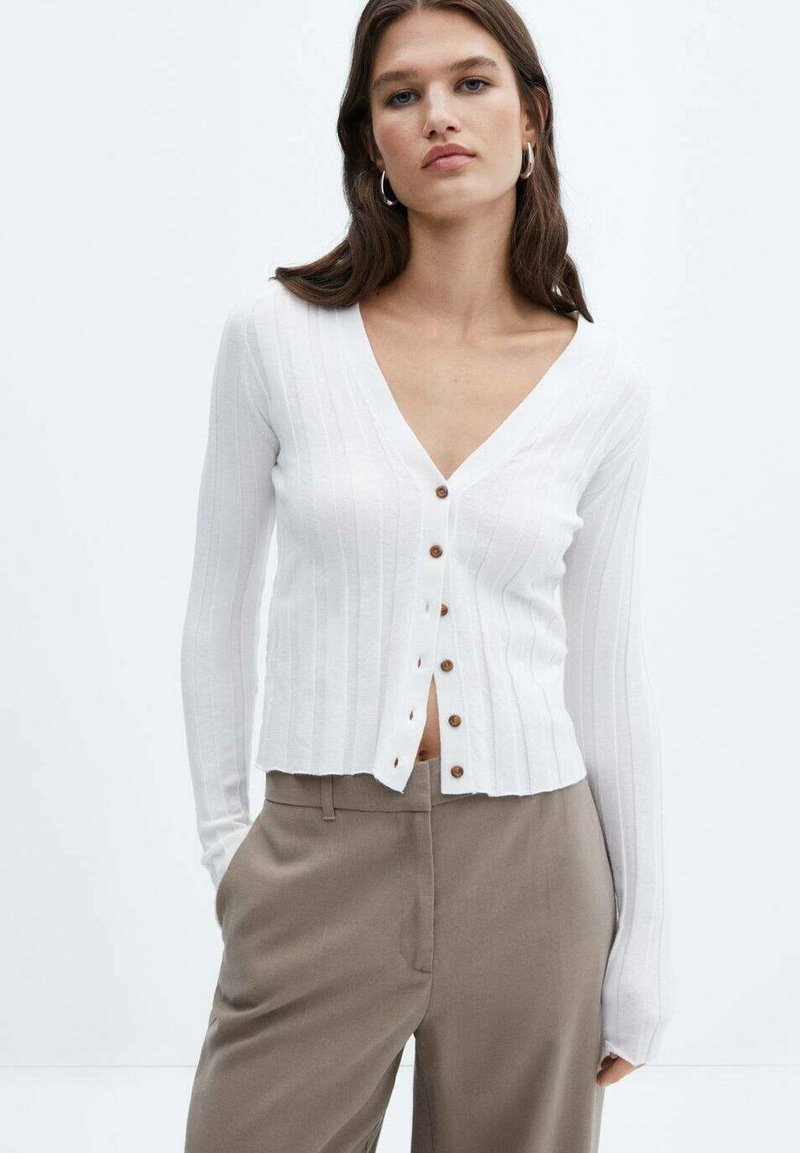 Mango FLURRY - Cardigan - sandfarvet/off-white - Zalando.ie