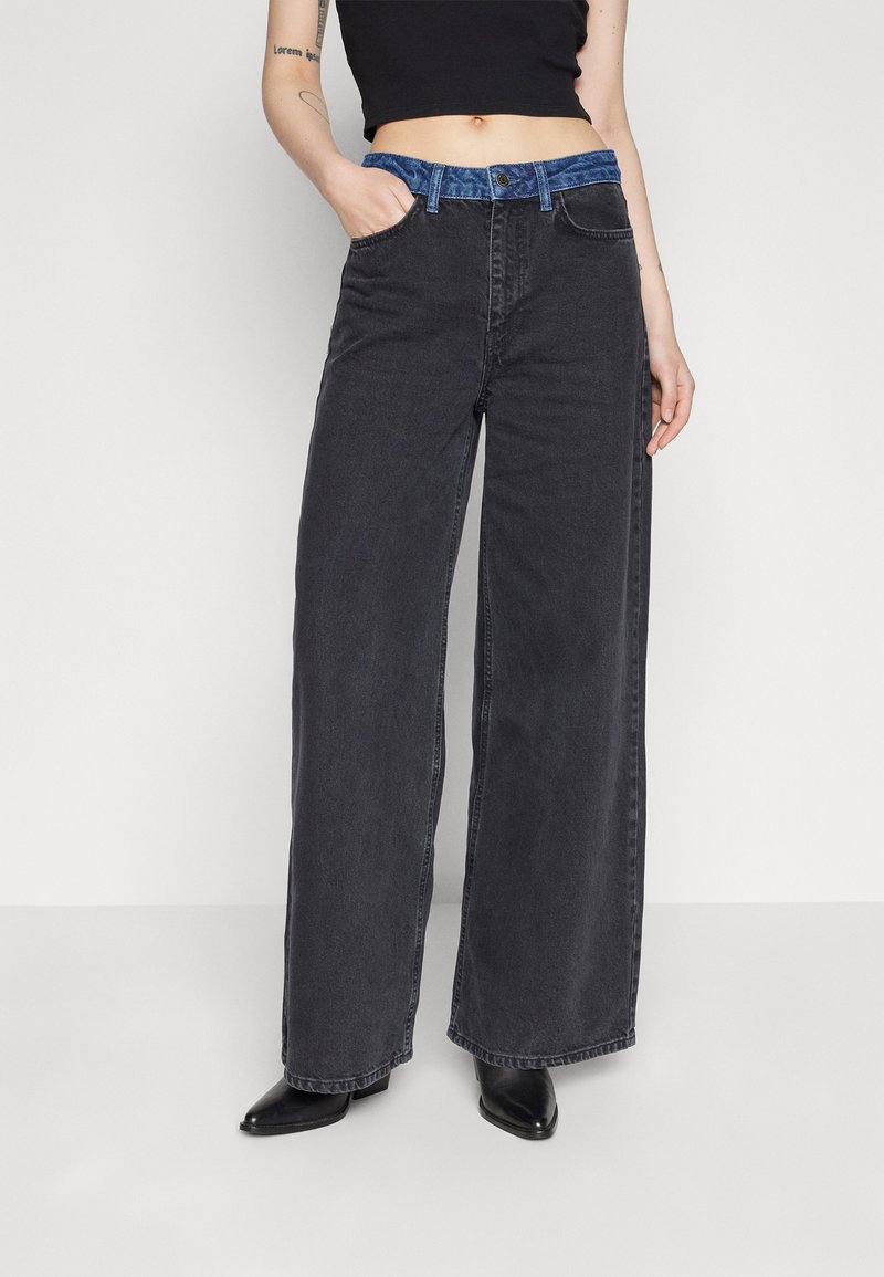 Object OBJMOJI BEATE WIDE - Jean boyfriend - black denim detail/medium ...