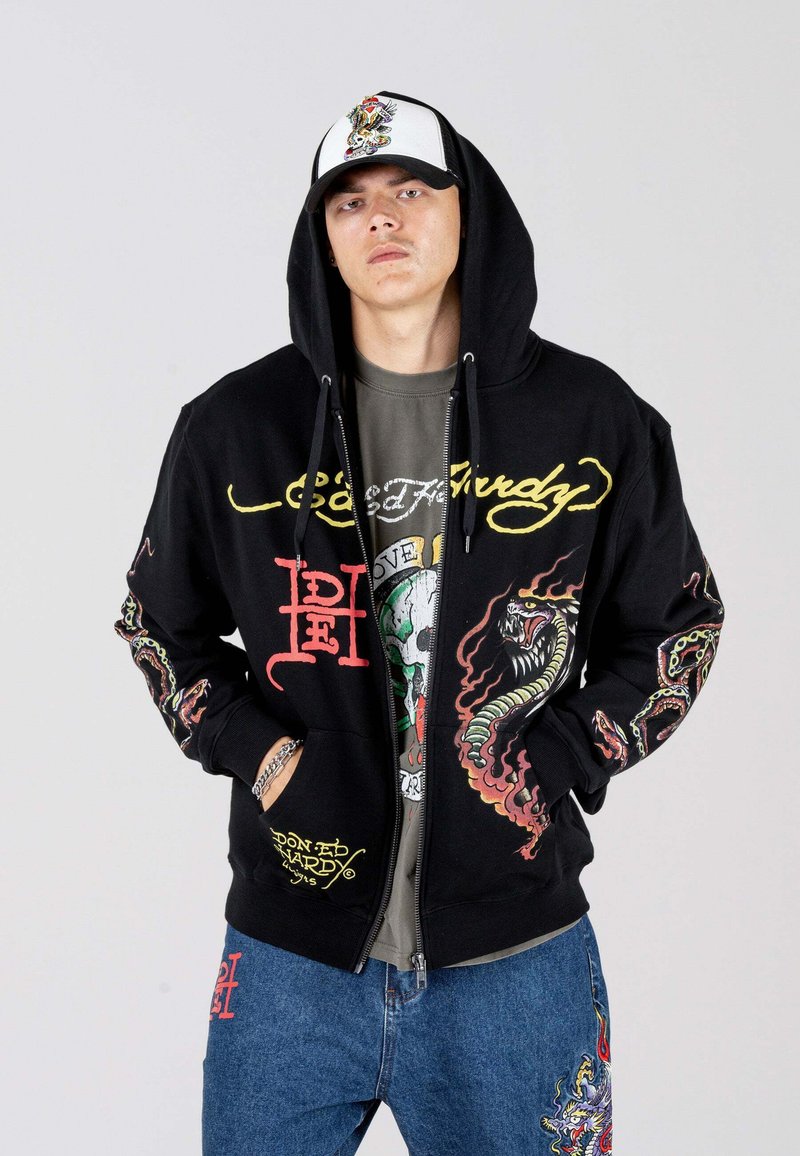 Ed Hardy DOUBLE HOODY - Sweat zippé - black/noir - ZALANDO.FR