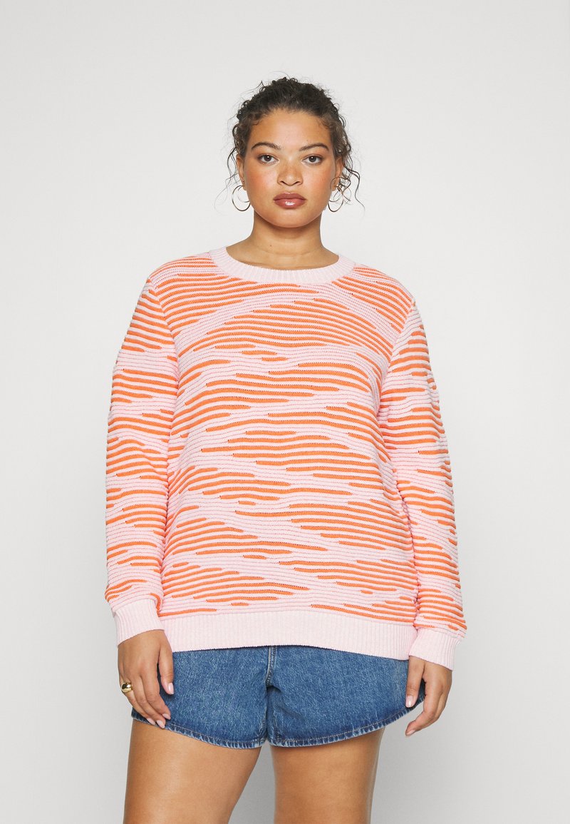 ONLY Carmakoma CAREMMA LIFE STRUCTURE O-NECK - Strickpullover - pink ...