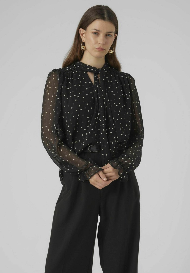 Vero Moda VMVIGGA LS GA EXC - Bluse - black/antrasit - Zalando.dk