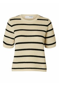 Selected Femme GROB LEICHTES - Print T-shirt - birch/black - Zalando