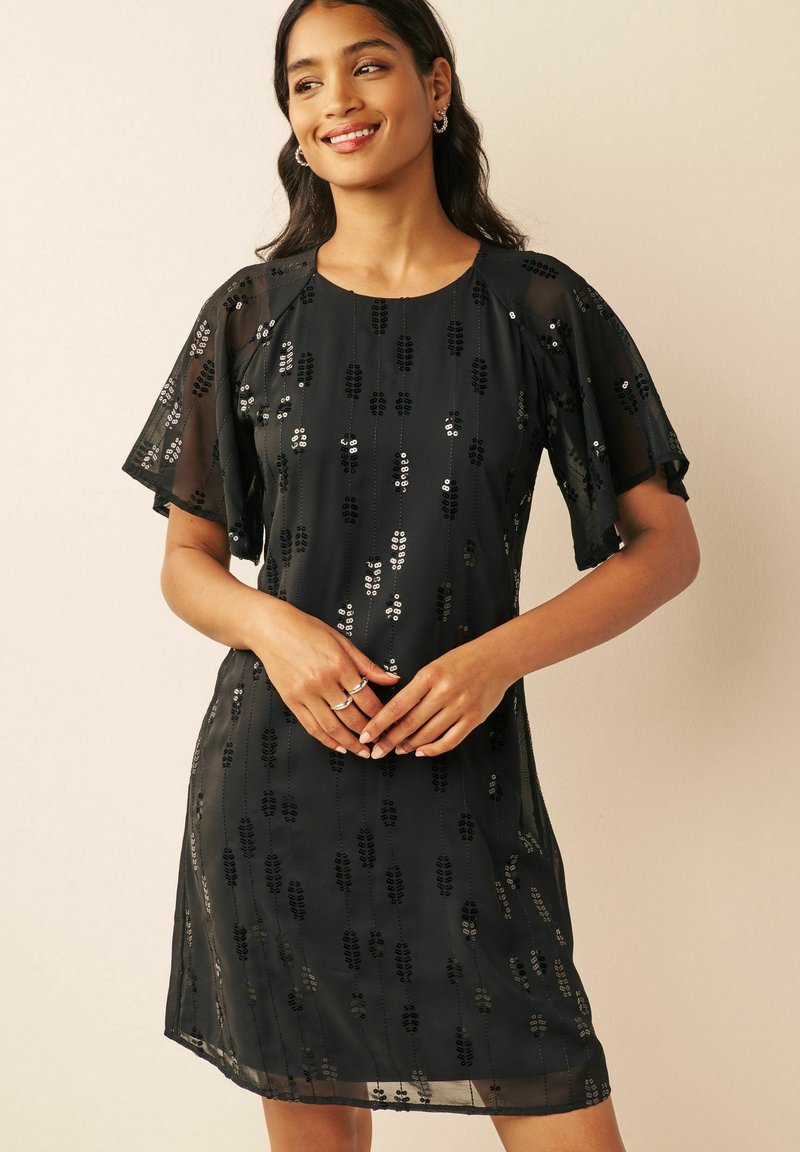 Next SEQUIN EMBELLISHED SHORT SLEEVE - Robe de jour - black/noir ...