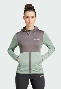 Adidas Terrex TERREX XPERIOR LIGHT FLEECE HOODED JACKET - Fleecejas - silver green charcoal ...