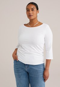 WE Fashion CURVE - Tops ar garām piedurknēm - white/balts - Zalando.lv