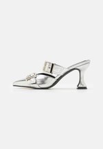 Bianco BIAGLAM MULE DOUBLE BUCKLE - Heeled mules - silver/silver ...