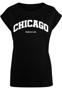 Merchcode CHICAGO WORDING - Nyomott mintás póló - black/fekete - Zalando.hu