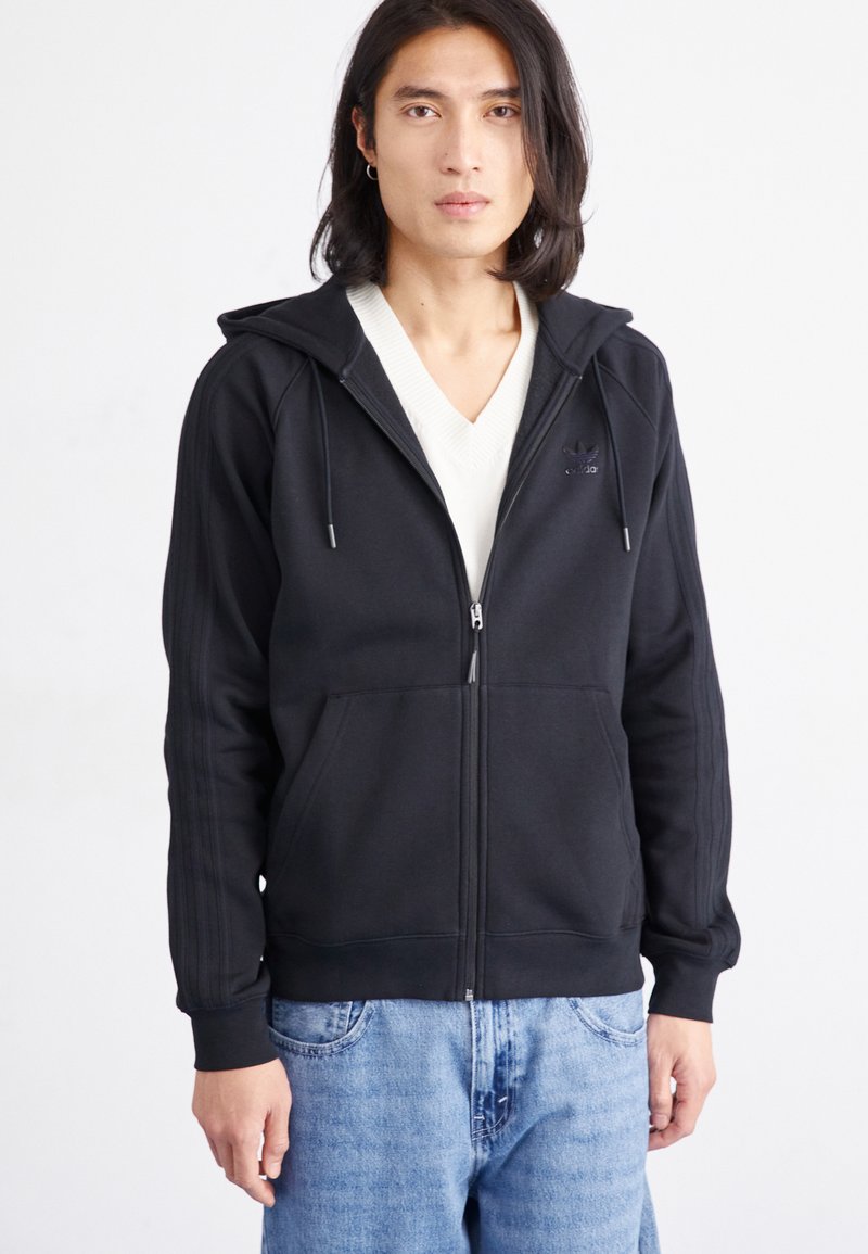 adidas Originals ROAD HOODIE - Zip-up sweatshirt - black/night flash ...