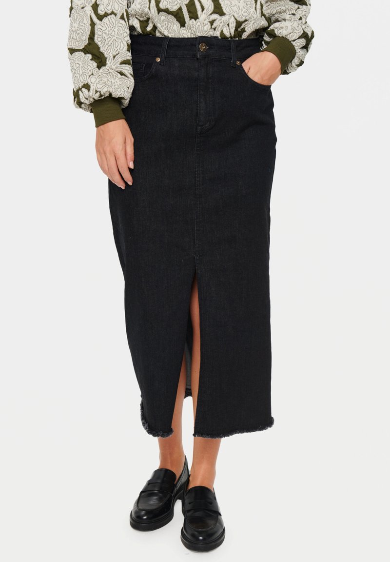 Saint Tropez AZSA - Denimová sukňa - black denim/čierny denim - Zalando.sk