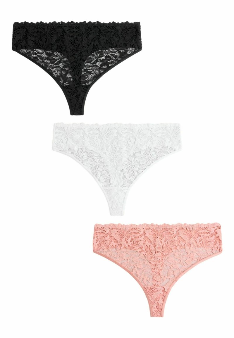 Next HIGH WAISTED FIT - 3 PACK - String - black white nude/svart ...