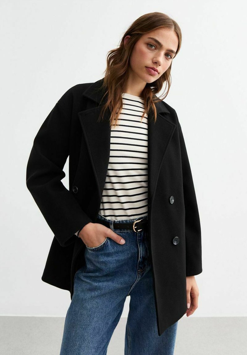 New Look DOUBLE BREASTED - Klassischer Mantel - black/schwarz - Zalando.de