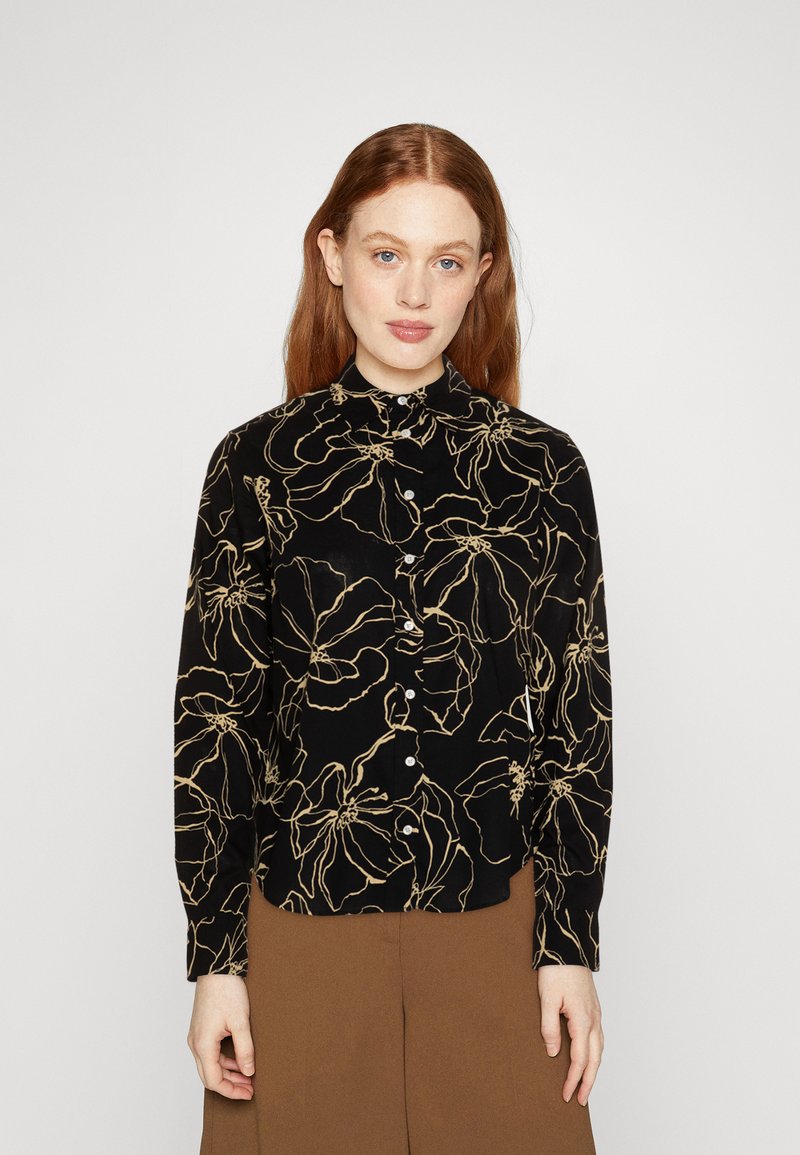 GANT REGULAR DRAWING COT VOILE - Button-down blouse - ebony black/black ...