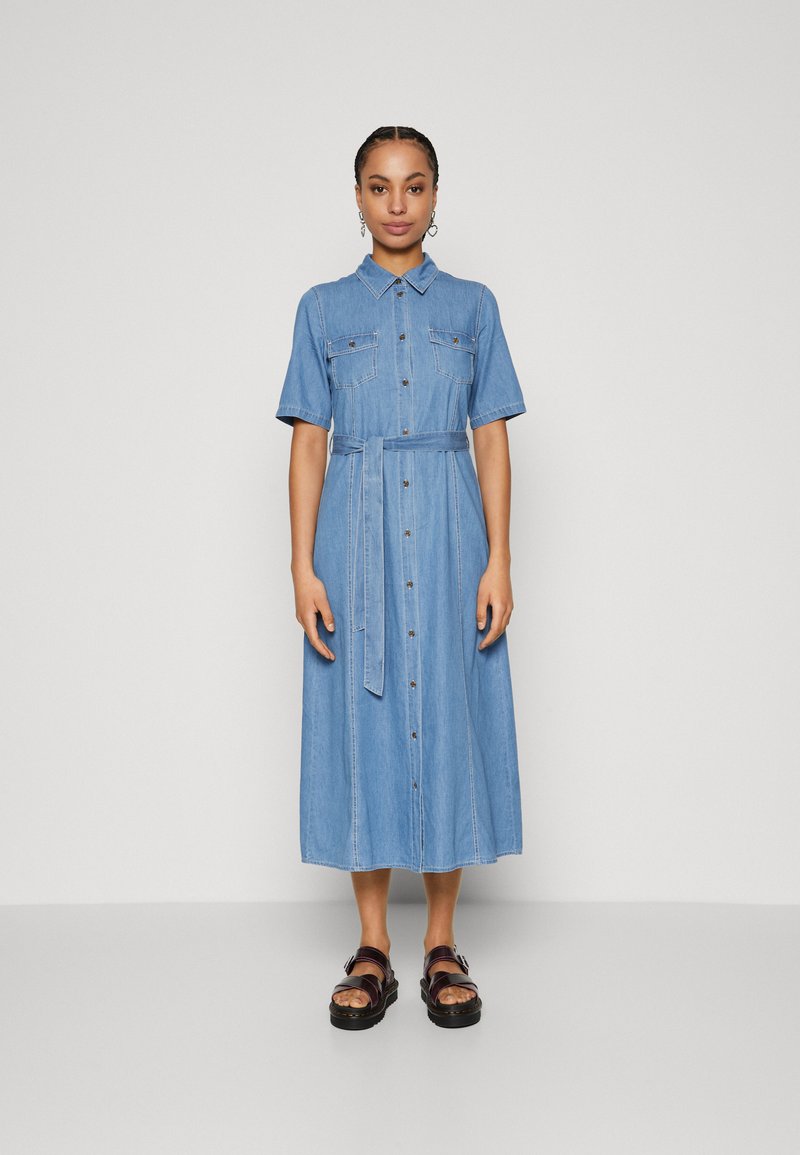 Vero Moda VMVIO SHIRT DRESS - Jeanskleid - medium blue denim/blue denim ...