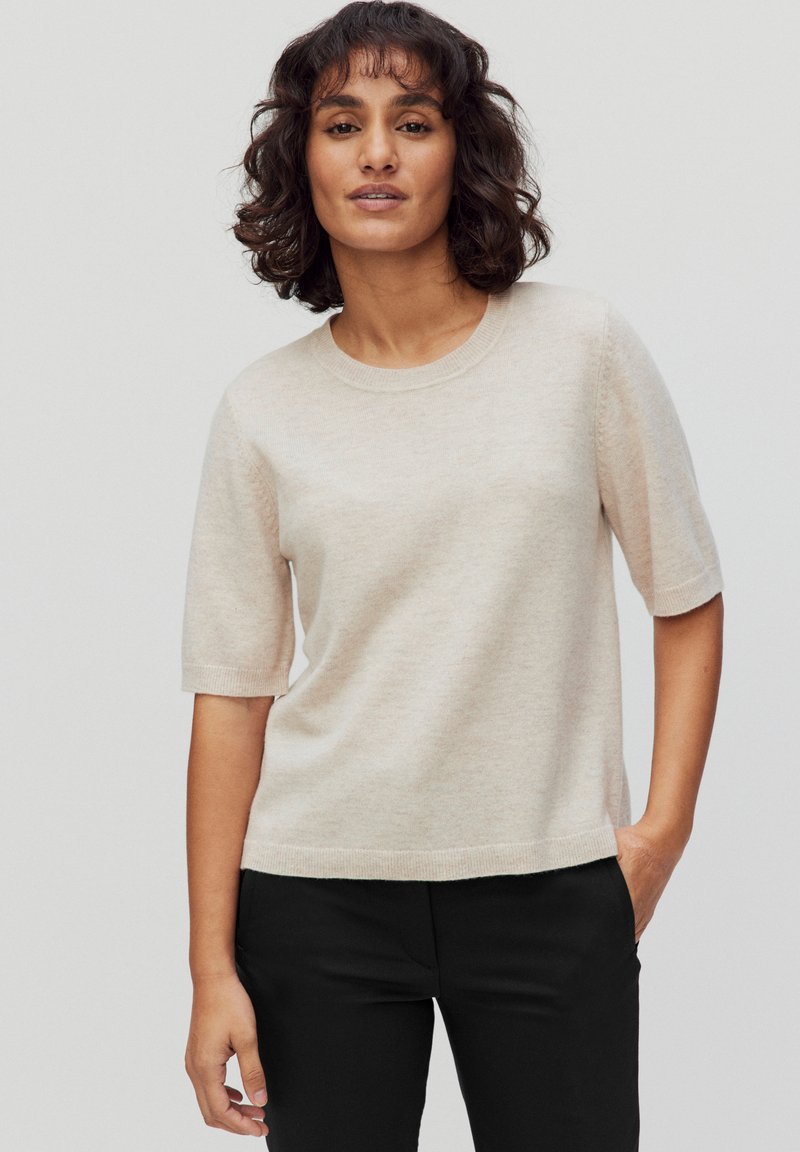 STOCKH LM GINE PREMIUM KASHMIR - T-shirt - bas - beige melange/beige ...