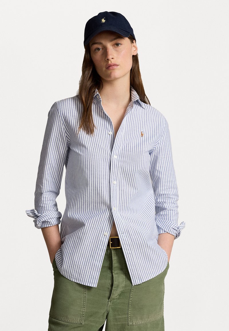 Polo Ralph Lauren STRETCH SLIM FIT STRIPED OXFORD SHIRT - Button-down blouse - white/heritage ...