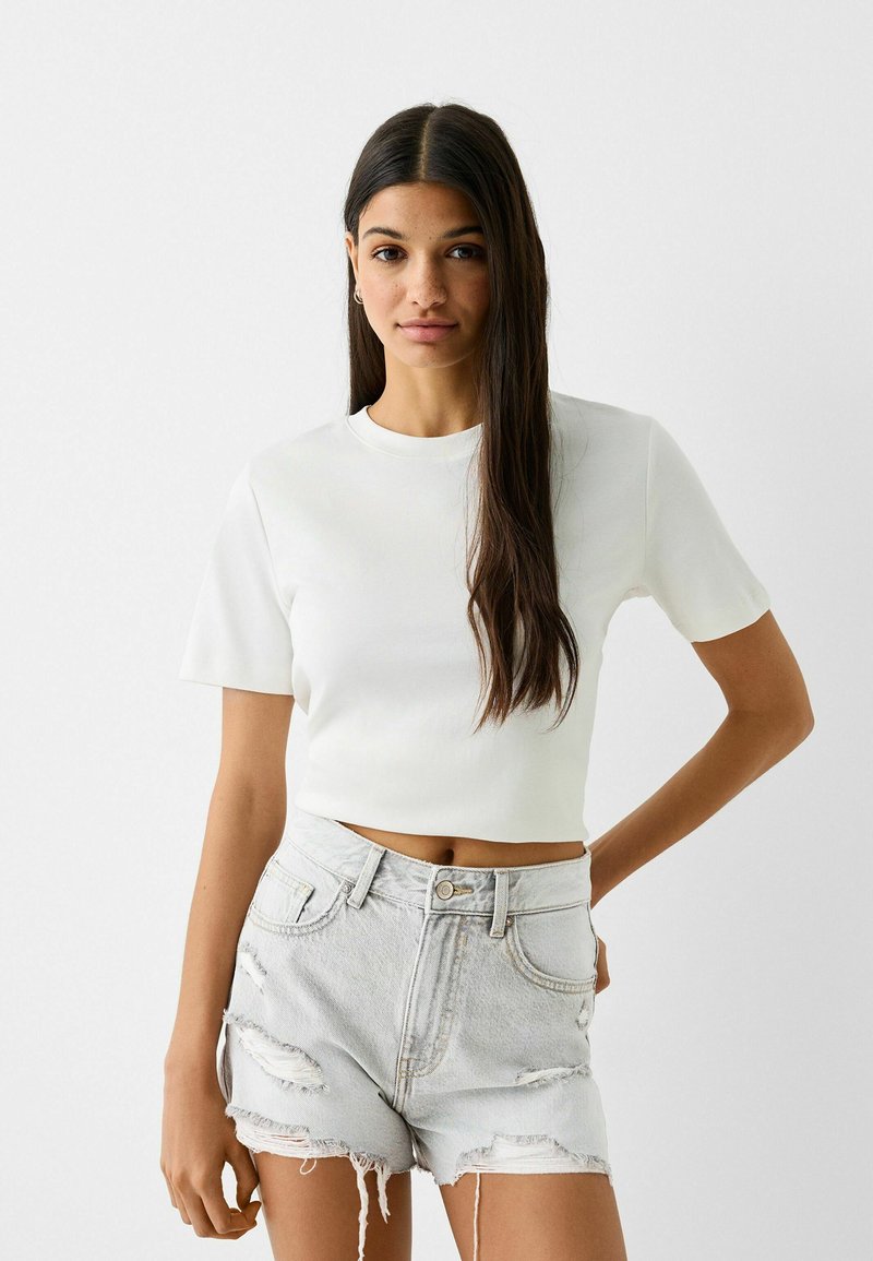 Bershka Jeans Shorts Mottled Light Grey Hellgrau Meliert Zalando Ch