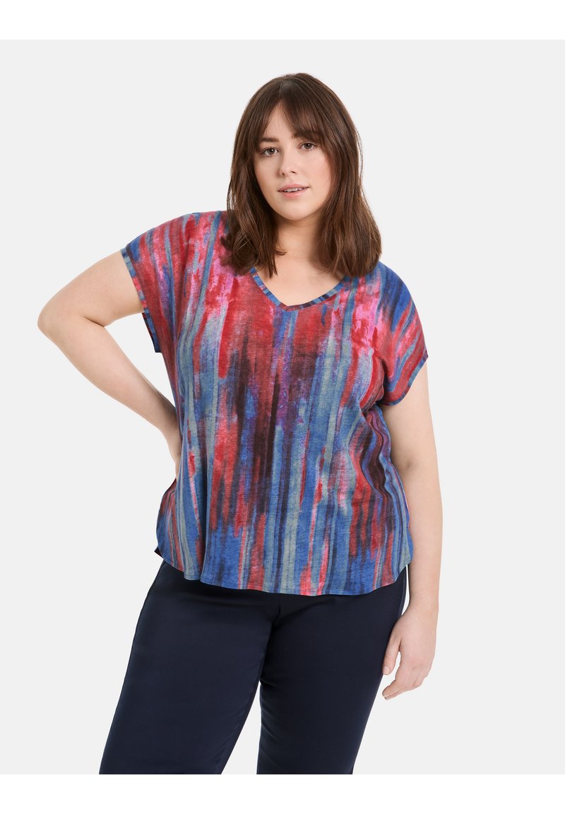 Samoon KURZARM RUNDHALS - Bluse - digital blue gemustert/blau - Zalando