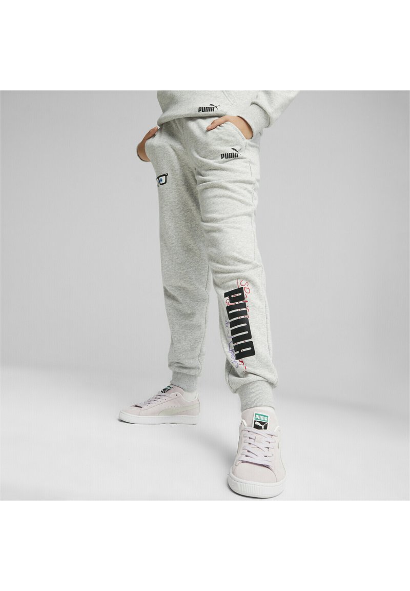 Puma SPONGEBOB UNISEX - Tracksuit bottoms - light gray heather/grey ...