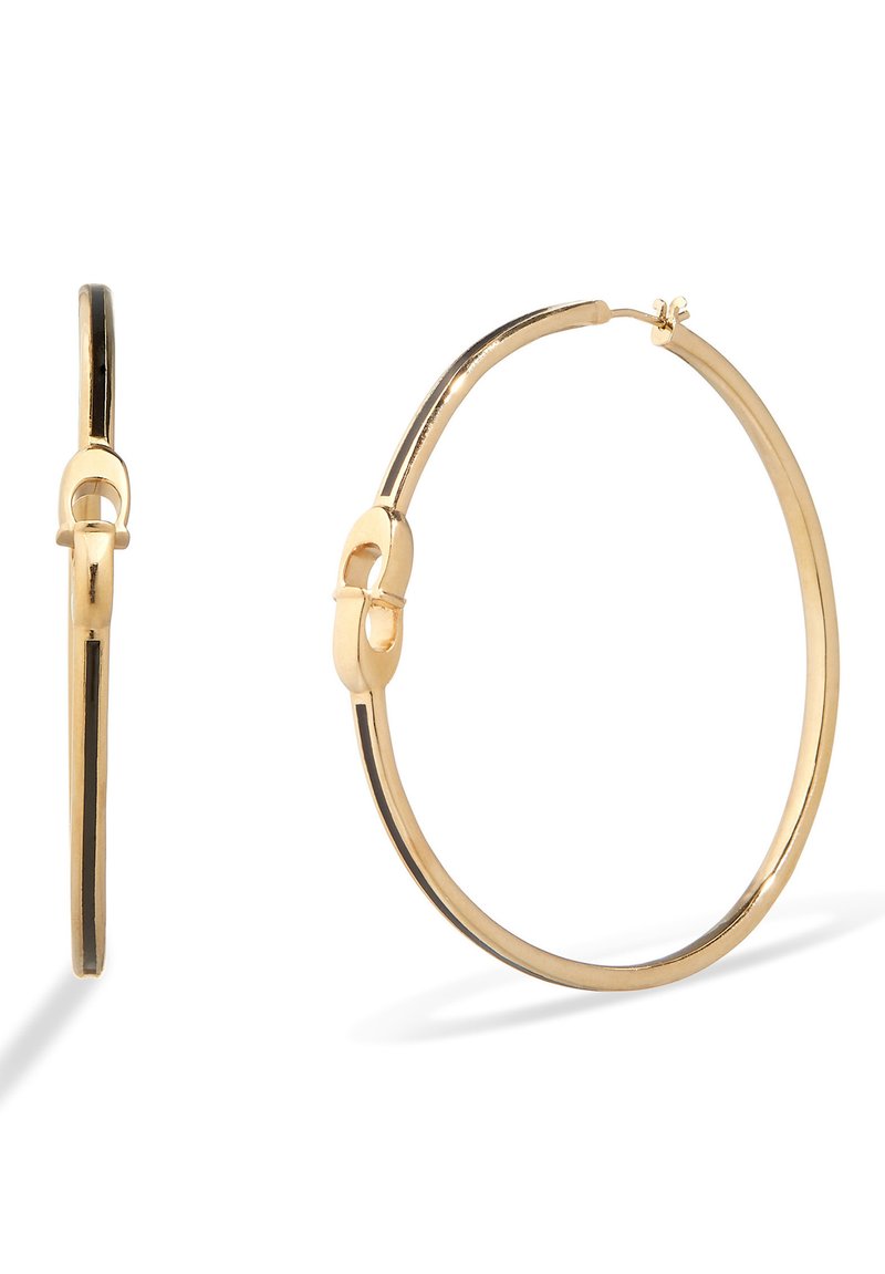 COACH SIGNATURE ENAMEL HOOP - Earrings - black - Zalando